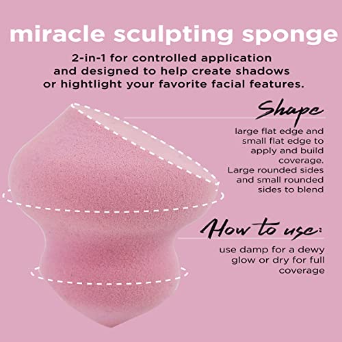 Real Techniques Miracle Complexion Assorted Beauty Sponges Makeup Blender, For Blending & Sculpting, Full Coverage, Professional Makeup Tool, Cruelty Free, Vegan, Latex Free, 6 Piece Sponge Set