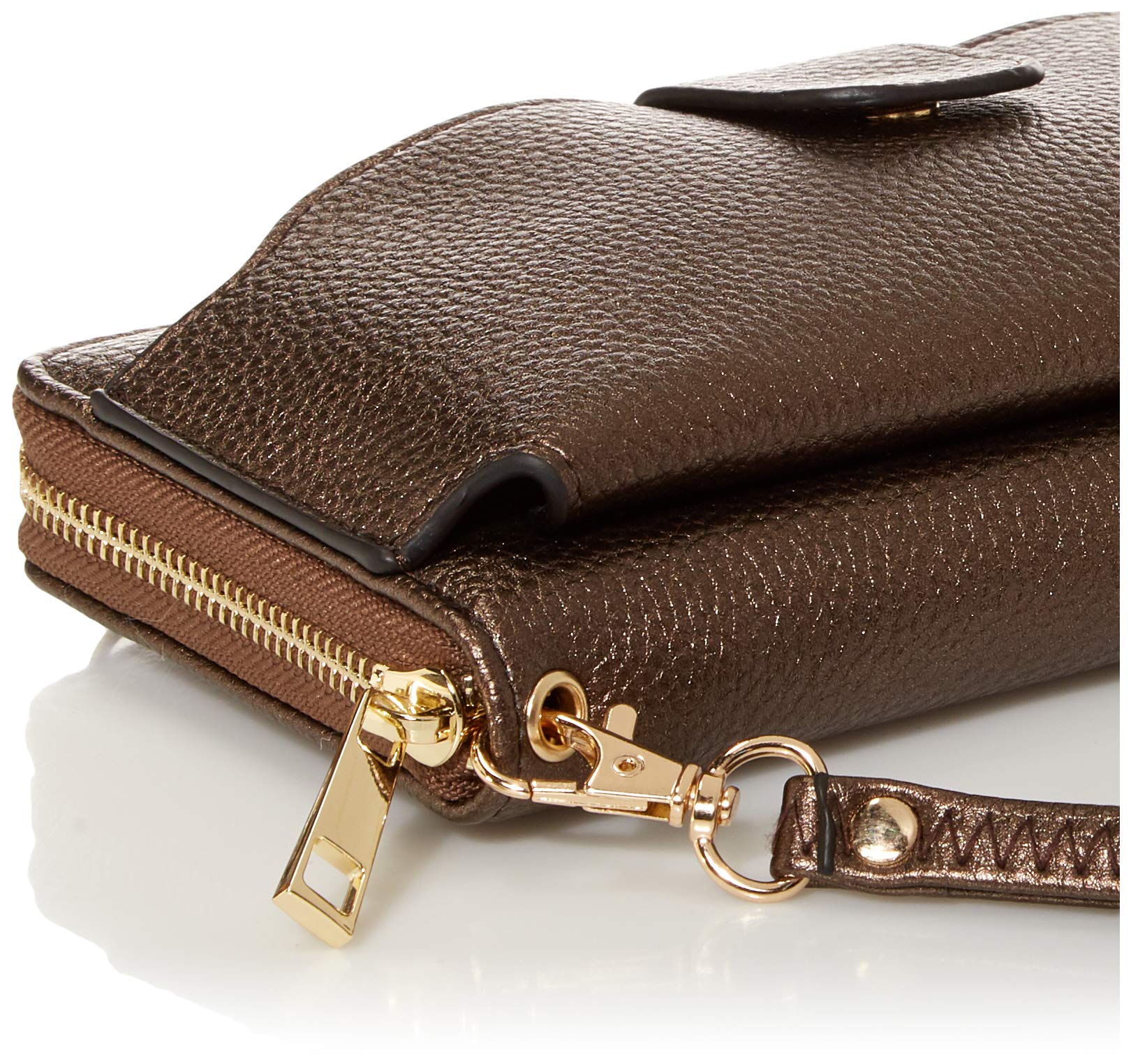 Amazon Essentials Wristlet Wallet with Cell Phone Holder Crossbody Phone bag Women Wallet (Chocolate)