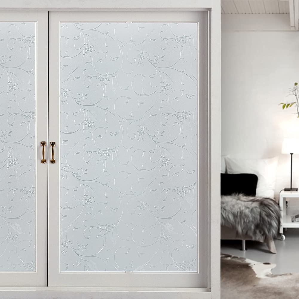 Huge Me Window Privacy Frosted Film Window Stickers Self Static Cling Vinyl Glass Film for Home Bathroom Office Meeting Room,19.7" x 78.7" Spring Garden