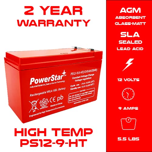 PowerStar PS12-9.0-HT 12V 9AH Rechargeable Sealed Lead Acid Battery Battery Replaces EXP1270