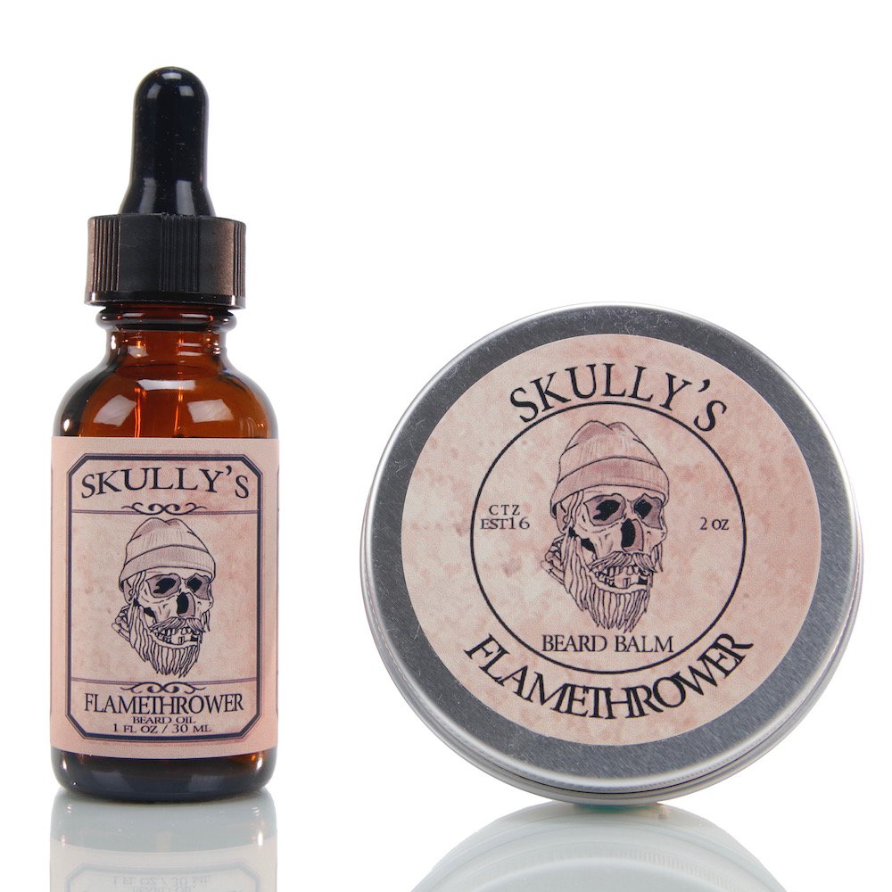 Skully's Beard Oil: Beard Oil 1 oz. & Beard Balm 2 oz. - Flamethrower - Cinnamon Scented