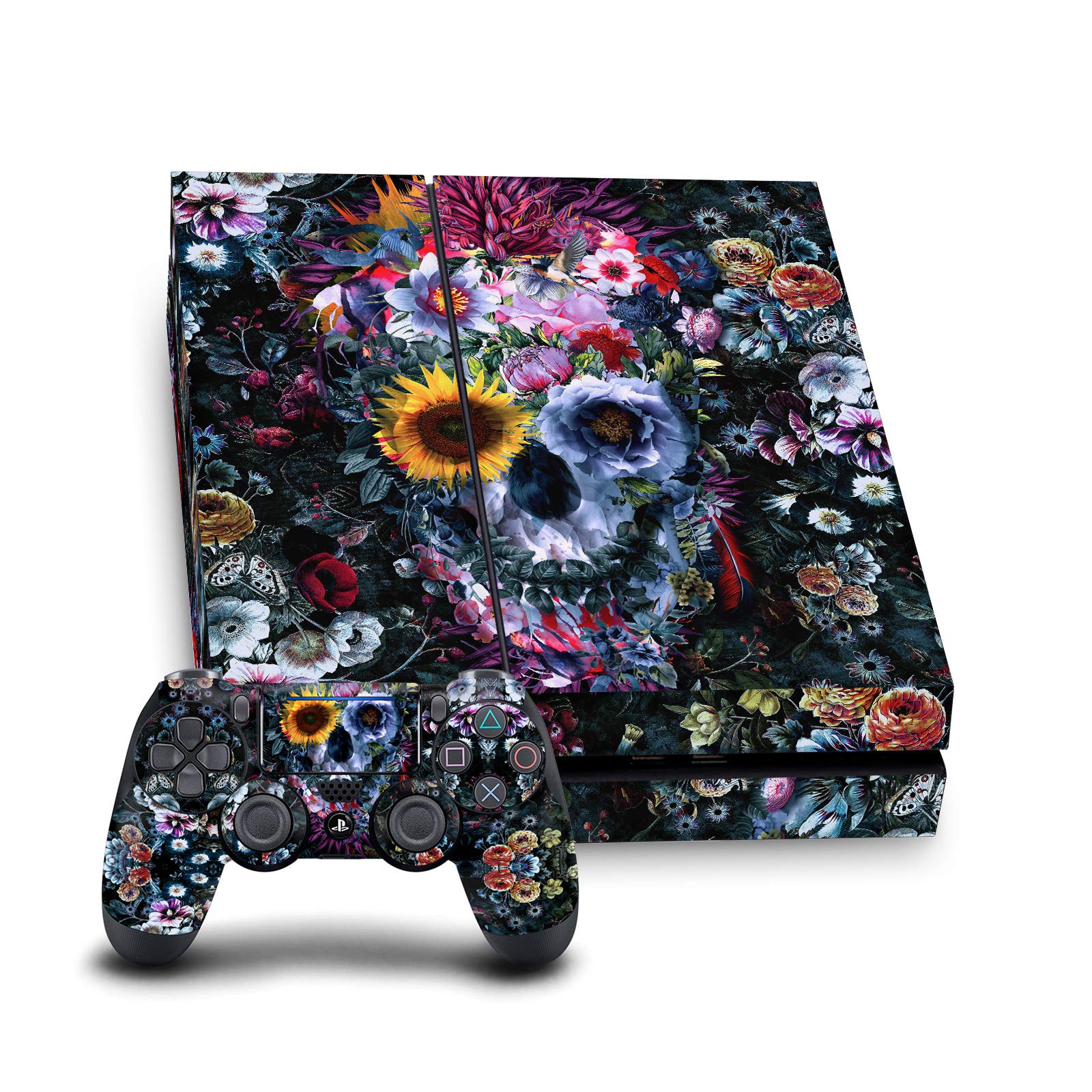 Head Case Designs Officially Licensed Riza Peker Skull Art Mix Vinyl Sticker Gaming Skin Decal Cover Compatible With Sony PlayStation 4 PS4 Console and DualShock 4 Controller Bundle