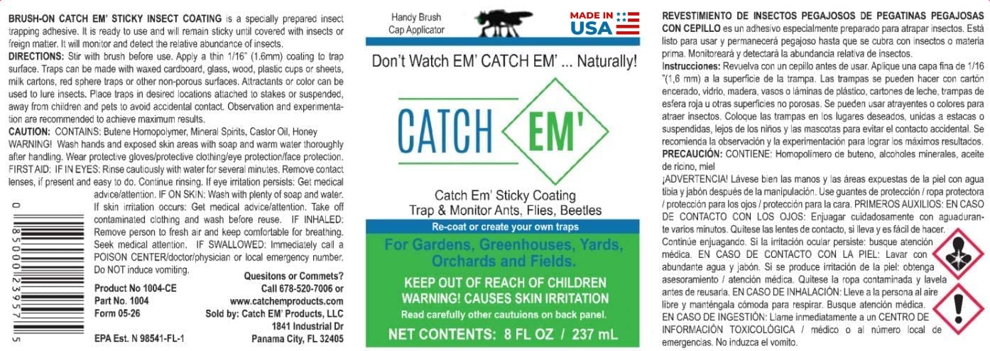 Catch EM' Sticky Coating 8oz Brush on Insect Trap Coating(Brush Cap)
