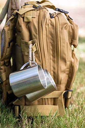 Stainless Steel Double Walled Mugs: 100% BPA Free,15 oz Metal Coffee & Tea Cup Mug - Insulated Cups with Handles Keep Drinks Hot or Cold Longer - Durable for Camping - Set of 2 Shatter Proof Mugs