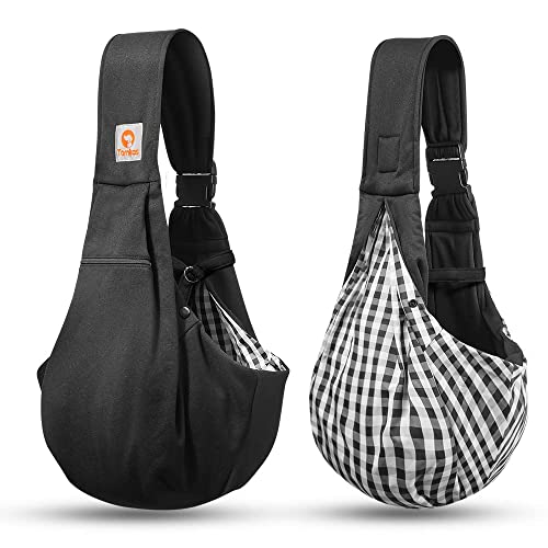 TOMKAS Dog Sling Carrier for Small Dogs Puppy Carrier for Small Dogs (Black, Adjustable Strap & Zipper Pocket)