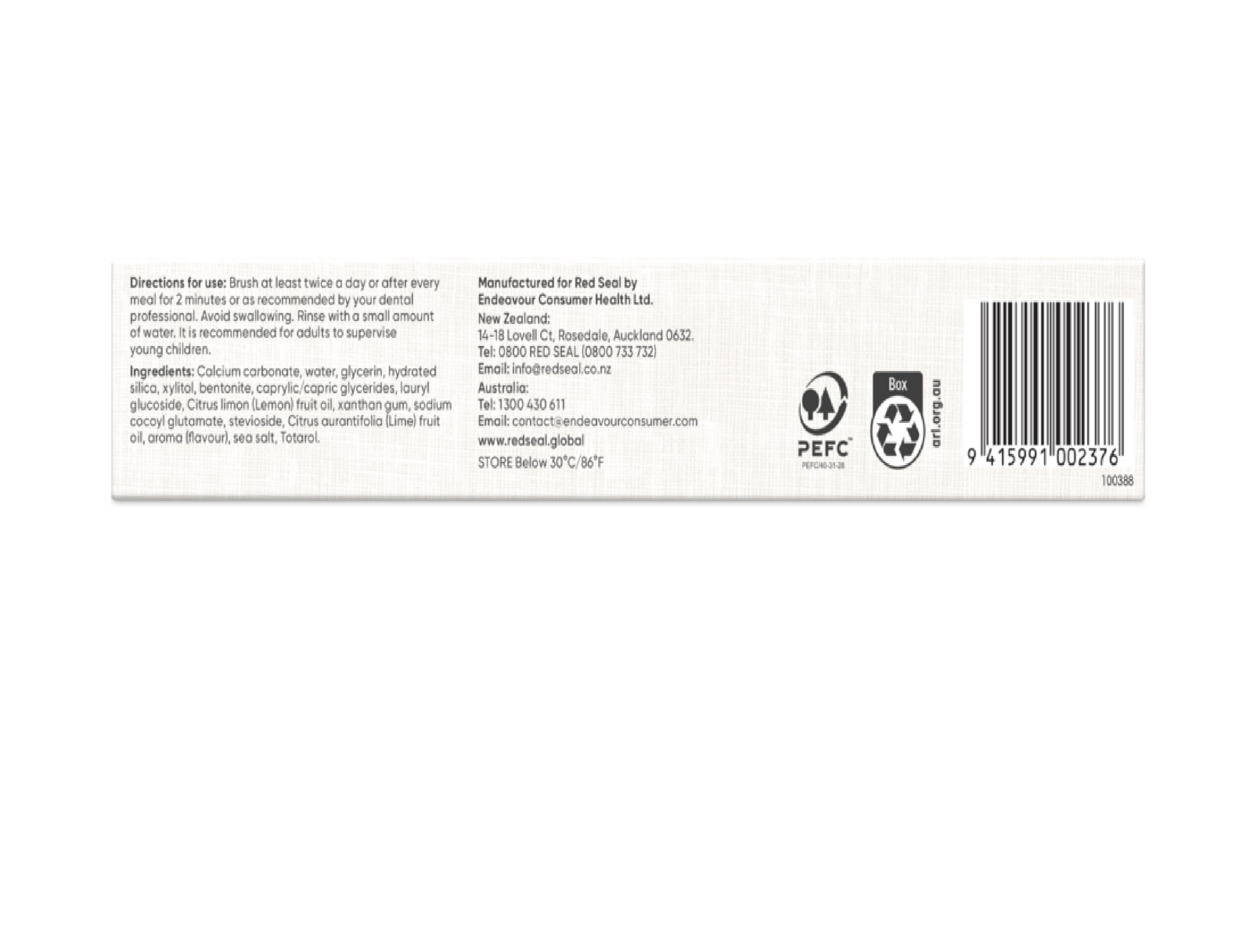 Red Seal Lemon Toothpaste, Friendly Mint Free for Adults with Mint Aversions, Fluoride Free, No SLS, Fresh Citrus Flavor β Refreshing Natural Lemon Flavored Toothpaste, No Mint Flavor 3.5oz