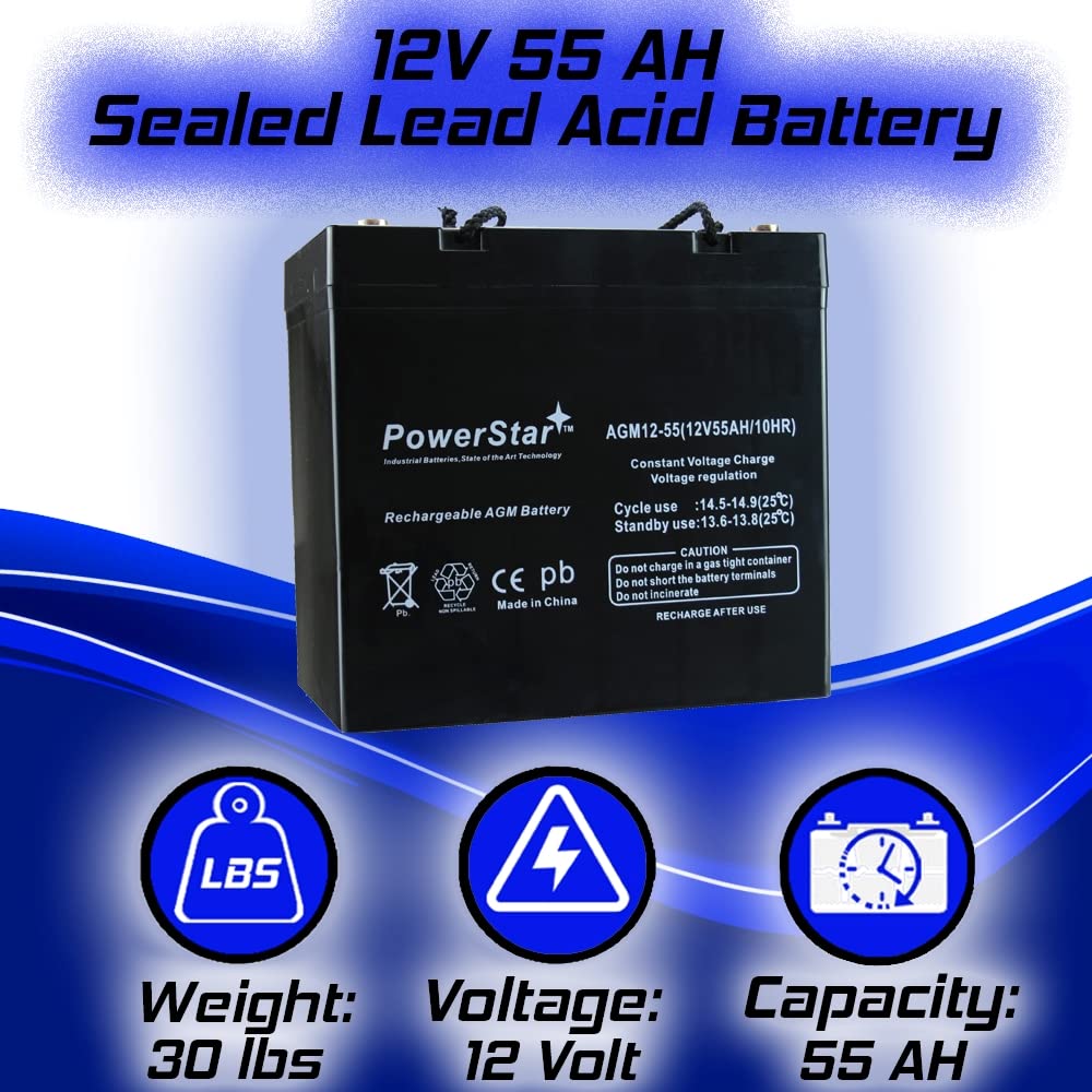 Pride Mobility 12V 55Ah 22NF AGM Deep Cycle Battery Replaces UPG 55ah-2YR Warran