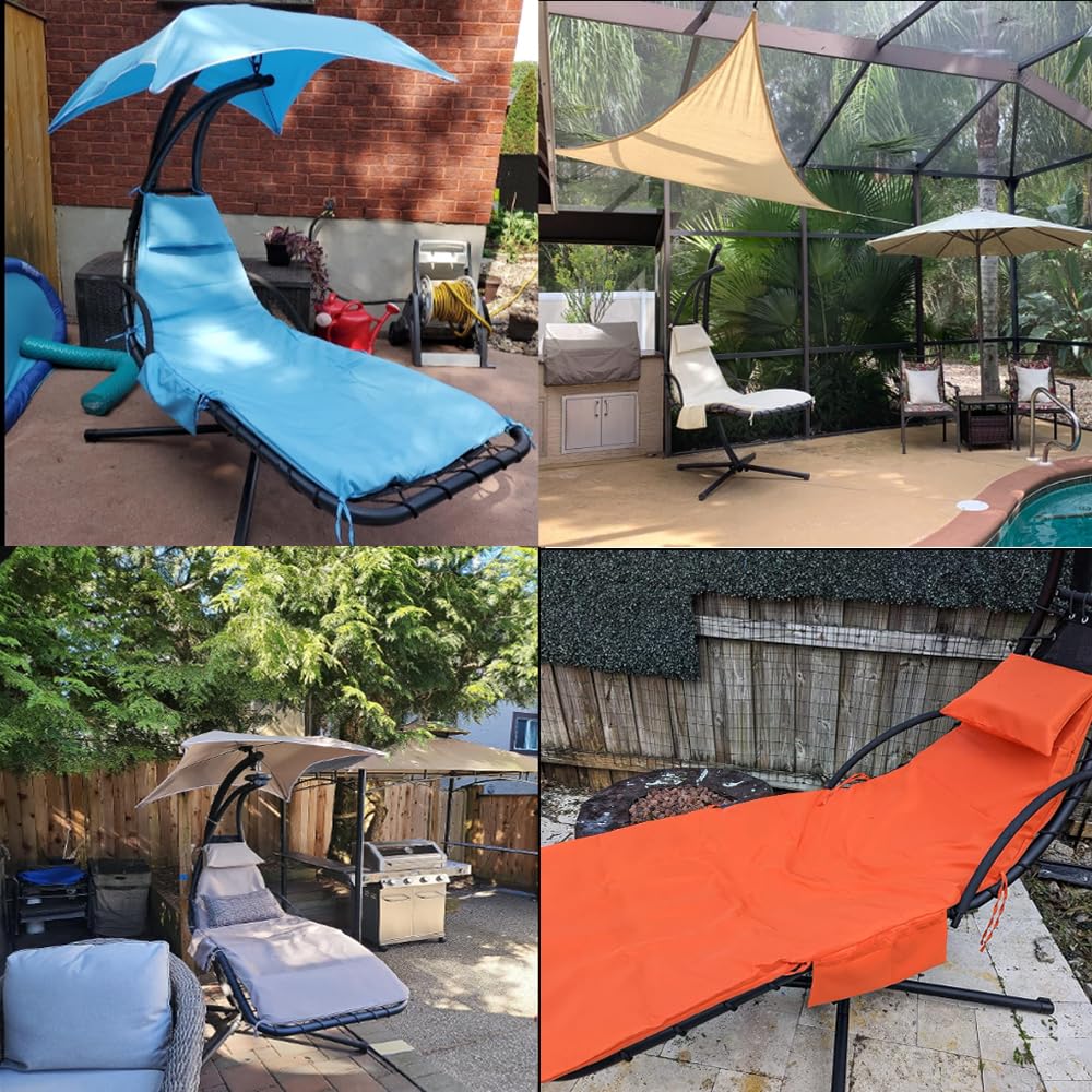 BASANOB Outdoor Hanging Lounge Chair Replacement Cushion Cover and Umbrella Fabric, Patio Curved Chaise Hammock Floating Swing Chair Pads (Cushion Not Included) (Coffee)