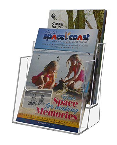 Marketing Holders Literature Holder for 6 Inch Bifold Brochures Booklets and Flyers Clear Countertop Double Pocket 2 Tiered Take One Organizer