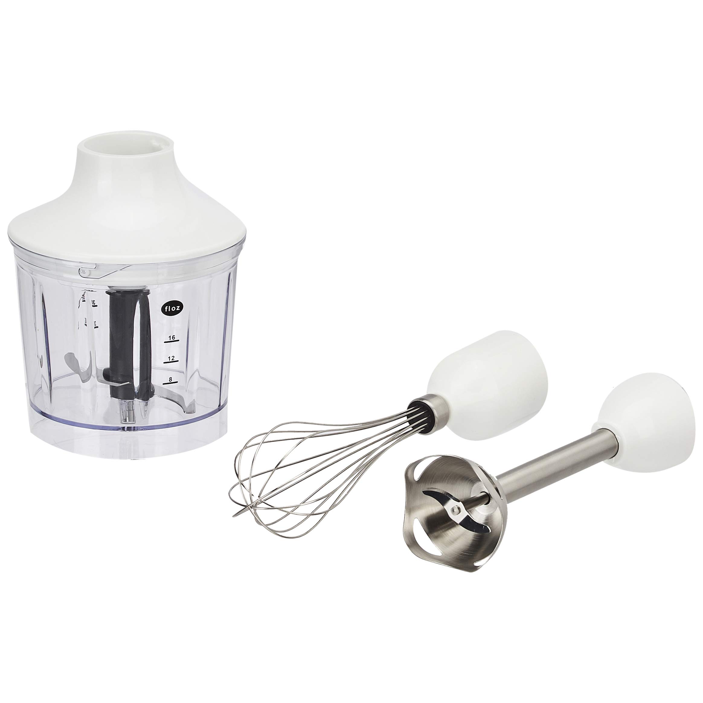Amazon Basics Multi-Speed Immersion Hand Blender with Attachments - White
