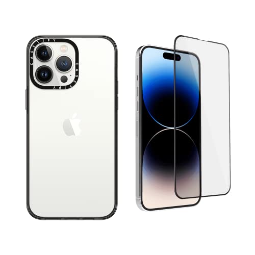 CASETiFY [Bundle] Amazon Exclusive Essential Case for iPhone 14 Pro - Clear Black & CASETiFY Screen Protector for iPhone 14 Pro 2.5D Full Screen Tempered Glass