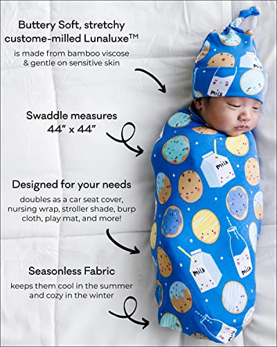 Little Sleepies Newborn Swaddle + Hat Set, Bamboo Viscose Baby Wrap, Sunshine