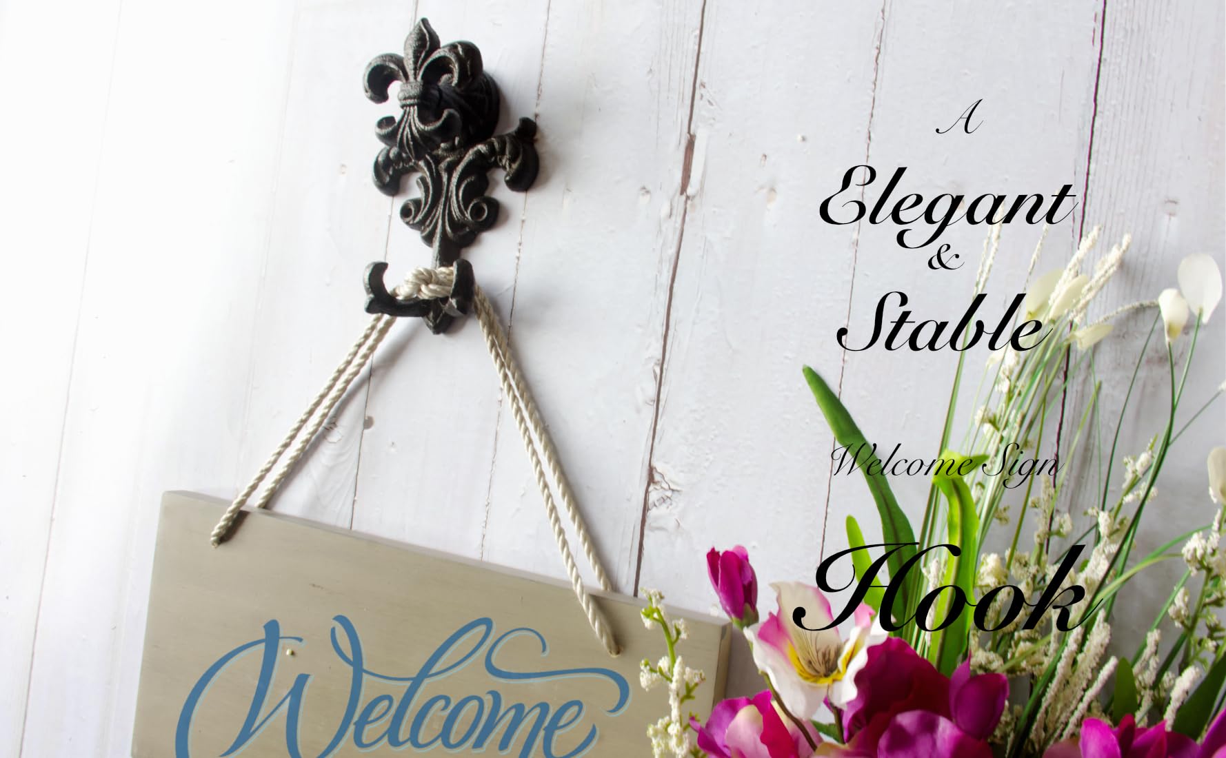 Stelalloy Decorative Wall Hook - Cast Iron Hooks - Black Coat Hooks Towel Hooks for Bathroom Hat Holder Purse Hook - Rustic Coat Hooks Wrought Iron Hooks - Garden Hooks - Pool Hooks