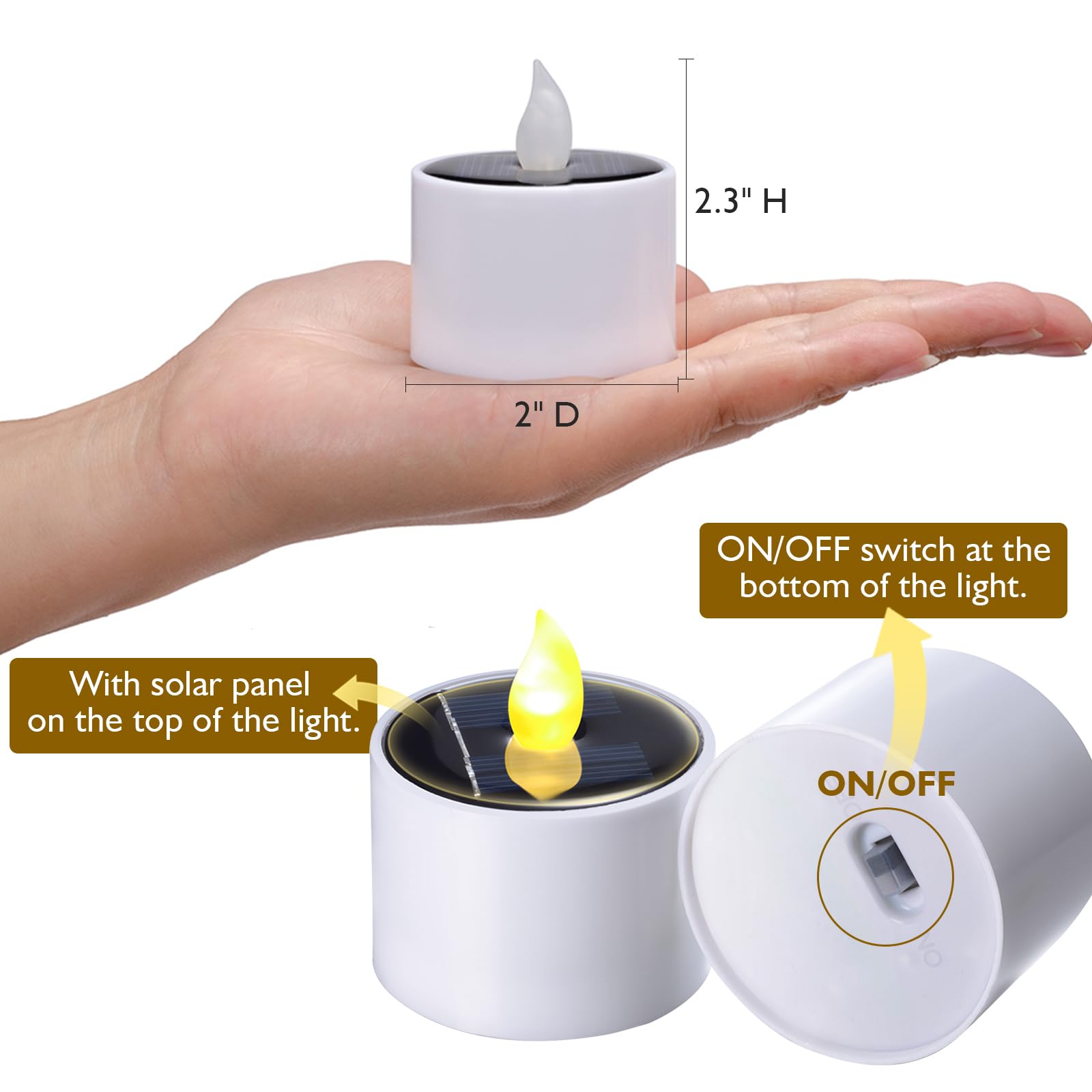 PChero 6pcs Solar Candles Outdoor Waterproof, Rechargeable LED Flameless Votive Pumpkin Tea Lights with Dusk to Dawn Sensor for Lantern Garden Camping Party Home Decor