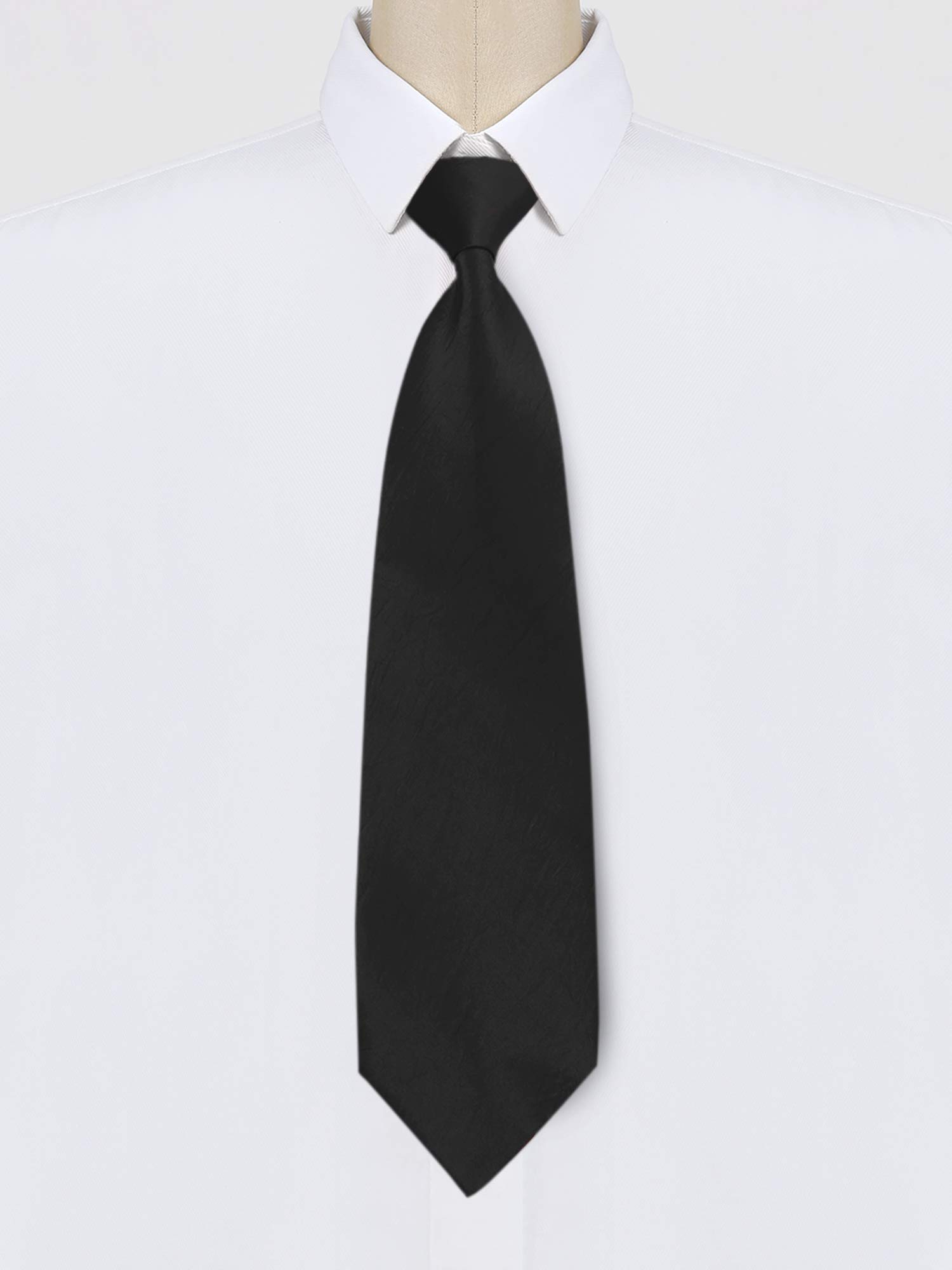 Allegra K Men's Pre-Tied Zipper Tie Solid Color Formal Casual Adjustable 8cm Wide Tie 35 cm/13.8" Black