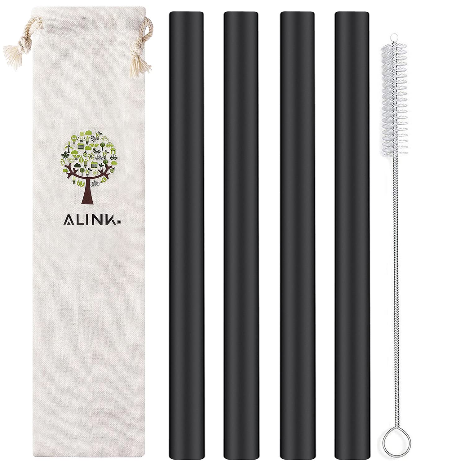 ALINK 8 Counts Reusable Silicone Boba Tea Straws with Brush