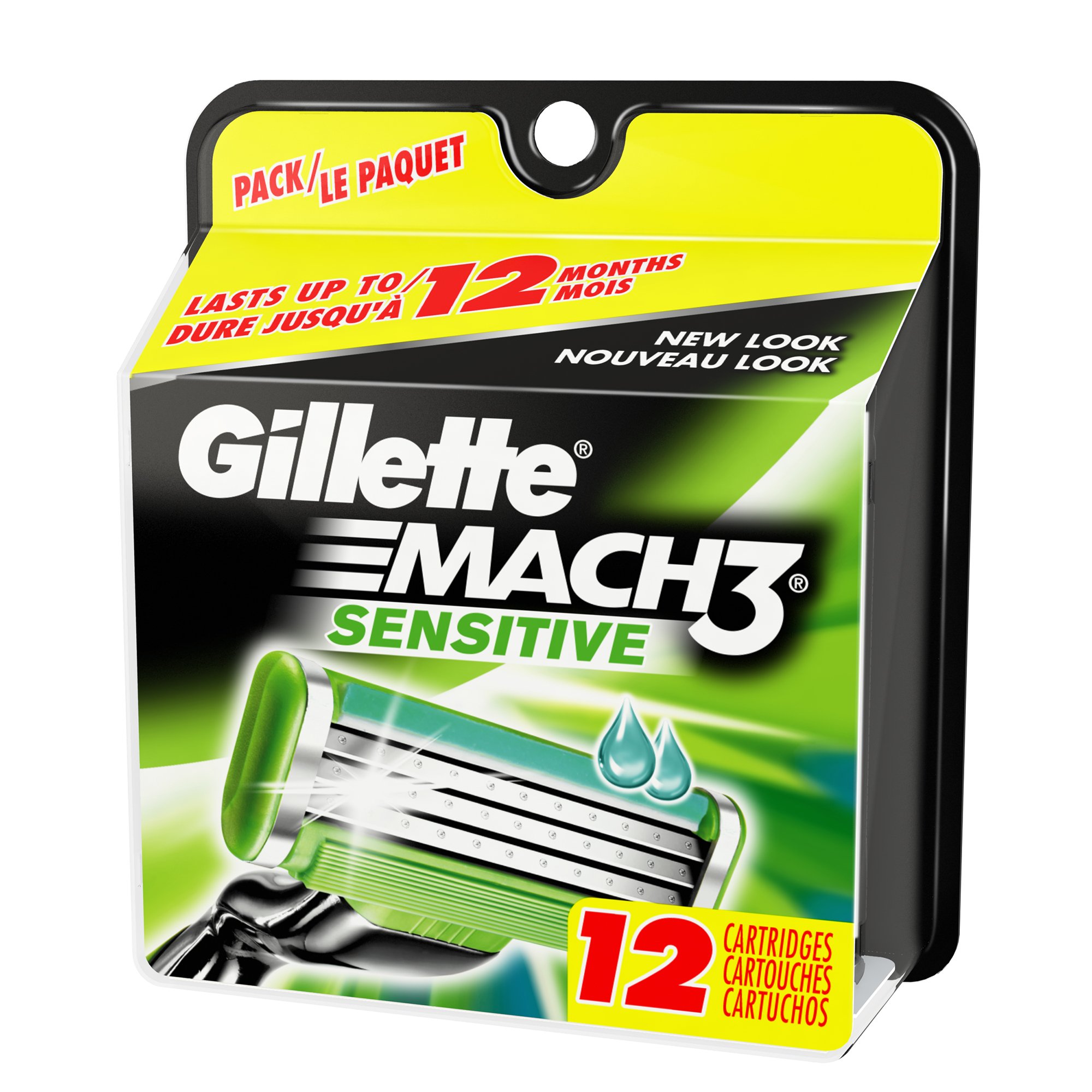 Gillette Mach3 Men's Razor Blade Refills, Sensitive, 12 Count