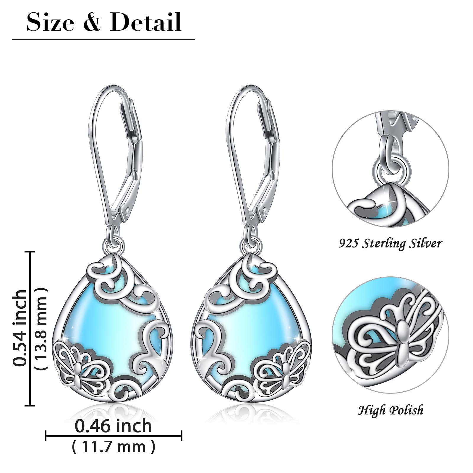 925 Sterling Silver Teardrop Earrings Leverback Dangle Drop Earrings for Women Jewelry Gifts for Mother's Day