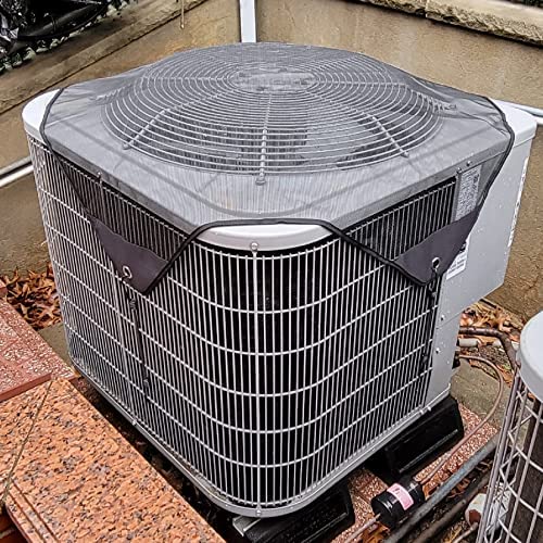 Air Conditioner Covers for Outside Units Central Ac Cover Leaf Guard Heavy Duty Mesh AC Defender for Outdoor Square Units, All Season Black (24 x 24 inch )