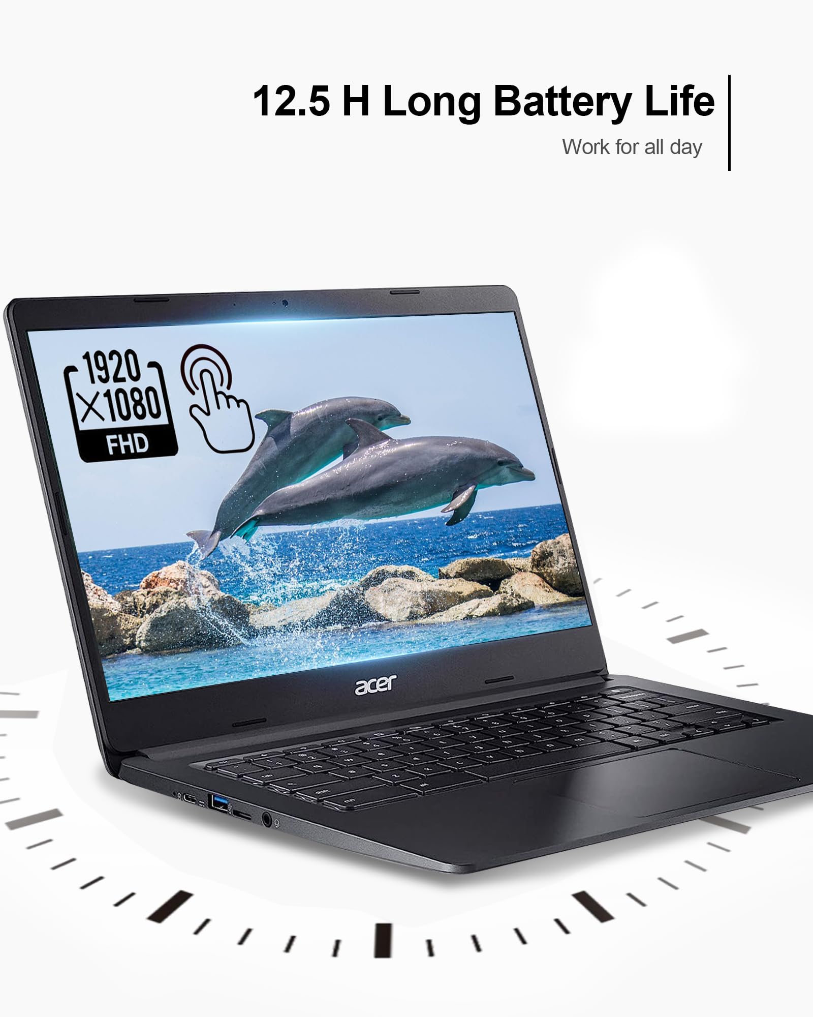 acer Chromebook 314 Laptop, 14" FHD Touchscreen, Dual-core Intel Celeron N4020, 4GB RAM, 64GB eMMC, Intel UHD Graphics, Thin and Portable, 12.5H Long Battery, WiFi, Bluetooth, Chrome OS