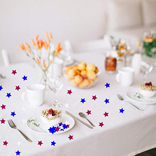 Star Confetti Glitter Stars-Table Confetti Metallic Foil Star Sequins for Wedding Birthday Festival Party Decoration Silver Red Blue 30G 12MM (Red Silver Blue Star)