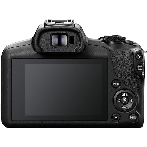 Canon EOS R100 Mirrorless Camera with 18-45mm Lens (6052C012) + Bag + 64GB Card + LPE17 Battery + Charger + Card Reader + Flex Tripod + Cleaning Kit + Memory Wallet (Renewed)