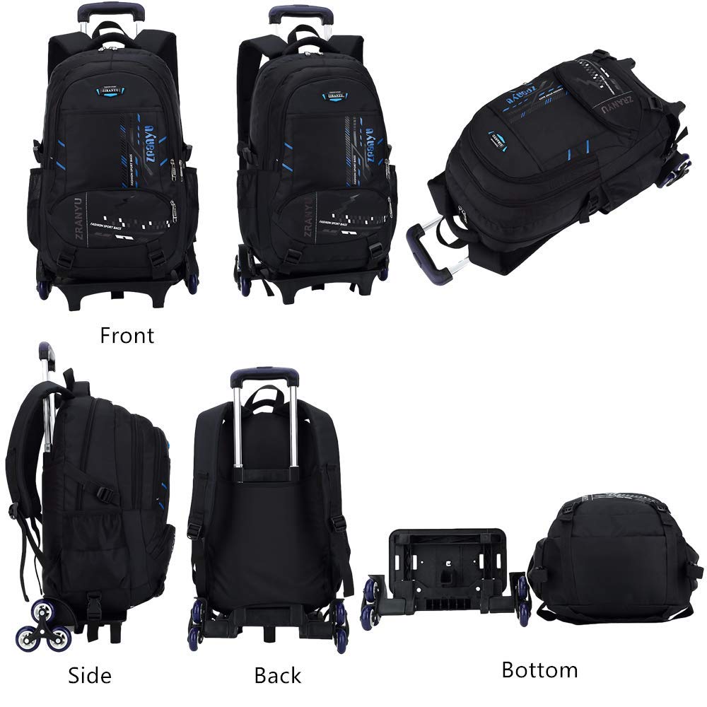 Armbq Boys Rolling Backpack with Wheels Teens Trolley Bookbag Kids Wheeled Backpack Middle and Elementary Travel Luggage School Bags