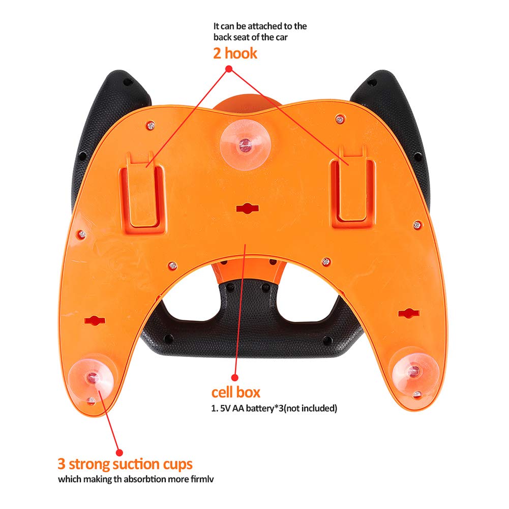 Coherny Steering Wheel Toy Driving Controller Portable Driving Copilot Toy Educational Sounding Toy Gift Driving Wheel with Music for Kids (Orange)