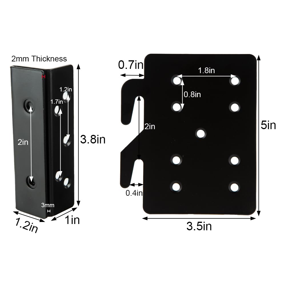 AKBFOX Bed Rail Hooks, Bed Rail Brackets, Bed Rail Hardware, Universal Bed Frame Parts Replacement with Double Hook Slot for Wooden Bed