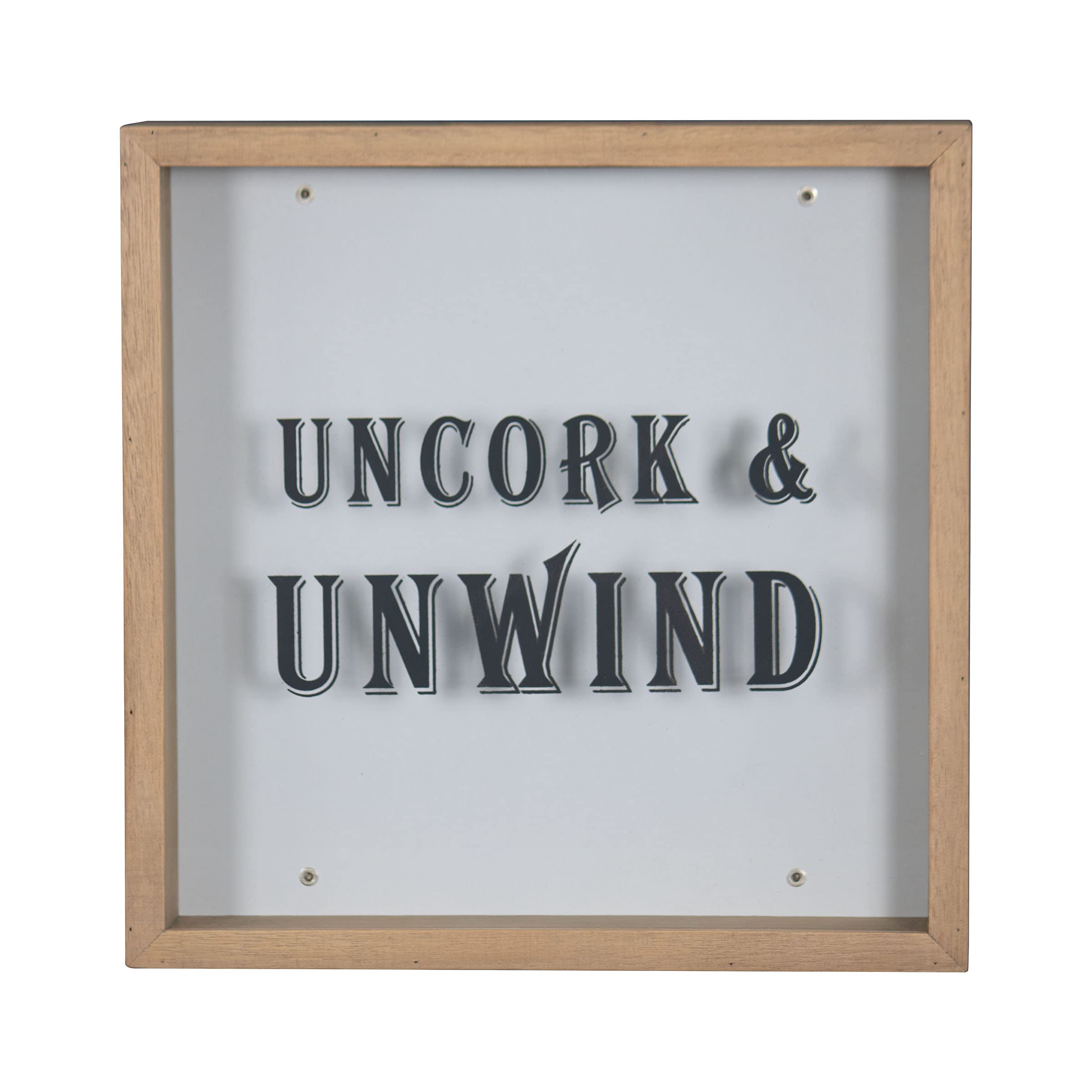 Foreside Home & Garden Uncork & Unwind Wooden Cork Holder Shadow Box, Brown