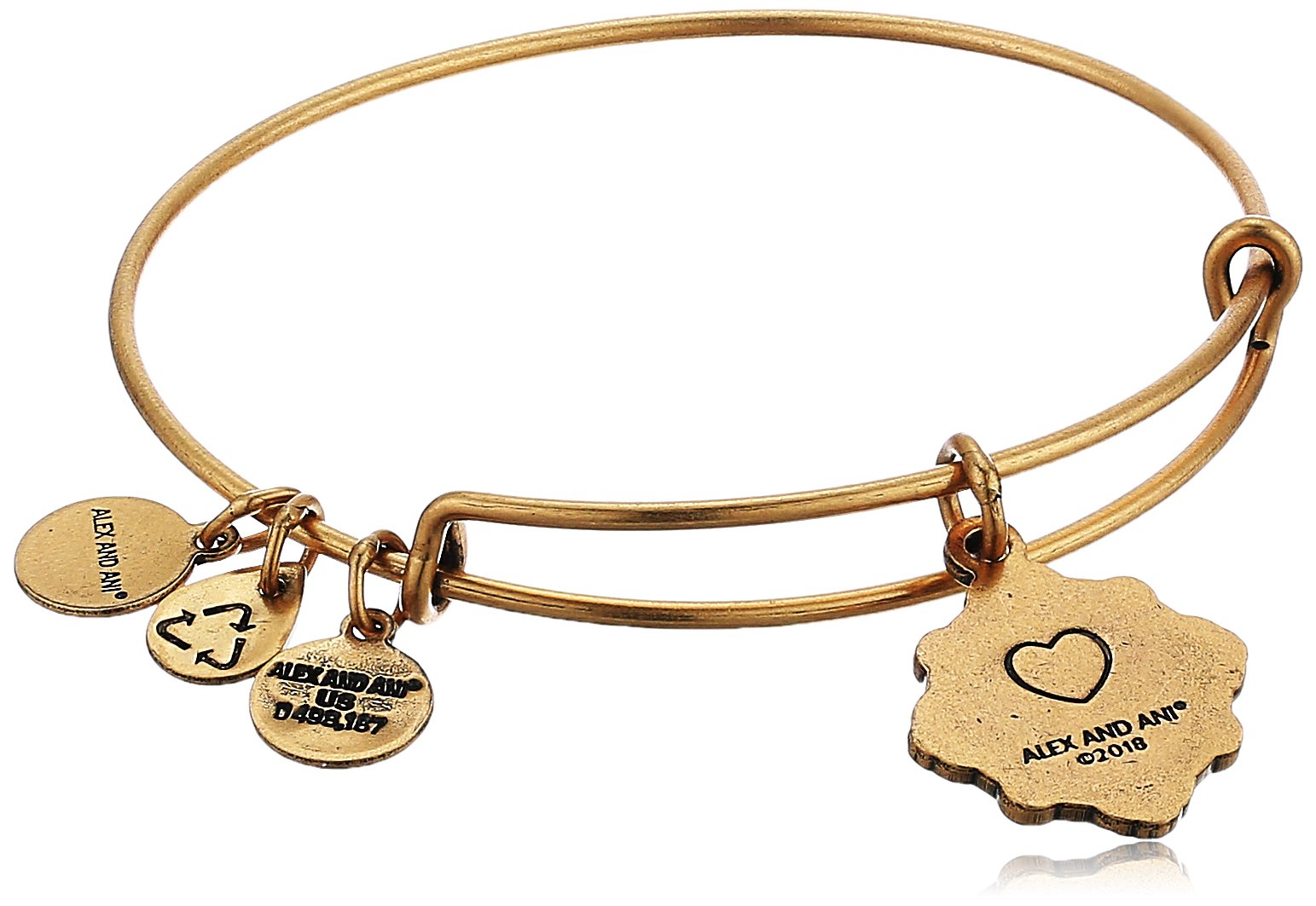 Alex and Ani Womens Because I Love You A18BILY08RG Goddaughter Charm Bangle Bracelet, Rafaelian Gold, Expandable