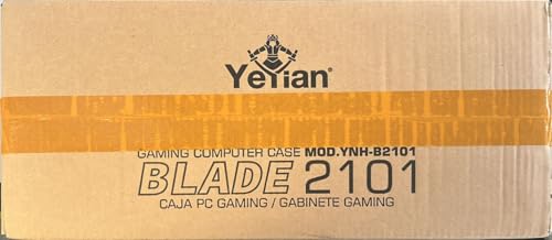 YEYIAN Blade 2101 Gaming PC Case, Acrylic Mid Tower ATX/Micro ATX, LED Fans, SPCC Chassis, Metal Mesh Air Flow, 3 USB/Audio Ports, 16.33"x7.08"x18.85", ROHS CE Certified, Black
