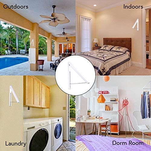 Stock Your Home Single Foldable Clothing Rack, Wall-Mounted Retractable Clothes Hanger for Laundry Dryer Room, Hanging Drying Rod, Small Collapsible Folding Garment Racks, Dorm Accessories (White)