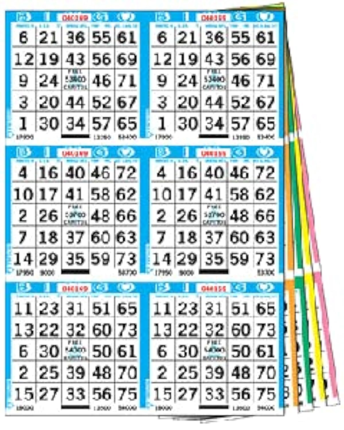 United Novelty 6 on 10 up Bingo Paper Cards- 50 Books- 500 Sheets- 10