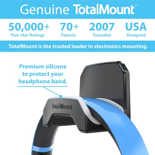 TotalMount Gaming Headset Hangers β Include Removable Adhesive Strips for Easy, Damage-Free Wall, Desk, or PC Mounting (Black Headphone Hooks with Premium Silicone Cradles β Two Pack)