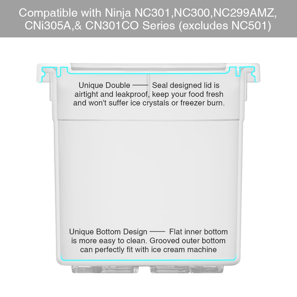 ARCOOLOR Containers Replacement for Ninja Creami Pints and Silicone Lid, 4 Pack, Compatible with NC299AMZ & NC300s Series Ice Cream Maker with E-Cookbook, Airtight & Dishwasher Safe (Pink, Purple)