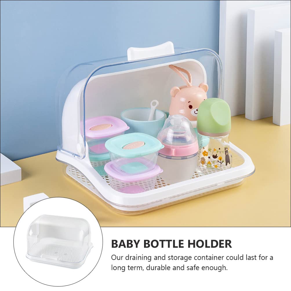 Baby Bottle Drying Rack with Anti- Cover Bottle Storage Box Organizer Portable Kitchen Cabinet Organizer Countertop Dryer for Tea Cup Coffee Mug Bowl