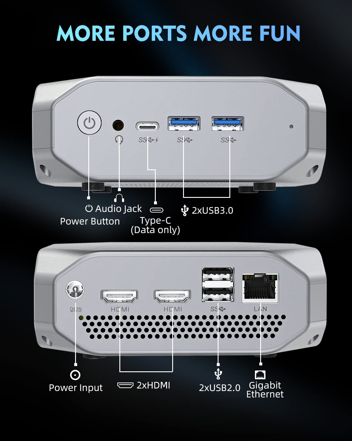 ATOPNUC Mini PC Windows 10 Pro, AMD A9-9400 APU(up to 3.2Ghz) Desktop Computer 8GB RAM 128GB SSD, Micro Suppport 4K Dual Screen Display/WiFi 5/BT5.0/Auto Power On for Business Home Office