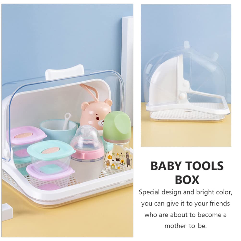Baby Bottle Drying Rack with Anti- Cover Bottle Storage Box Organizer Portable Kitchen Cabinet Organizer Countertop Dryer for Tea Cup Coffee Mug Bowl