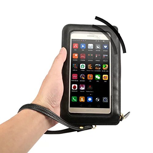 Touch Screen Cellphone Crossbody Shoulder Bag Purse Pouch Case for Google Pixel 6 Pixel 5a 4a 5G, Pixel 4 XL, Pixel 3 XL, BLU G91 G90 G50 Plus G60 G70 Samsung Galaxy A51 A52 A41 A32 (Black)