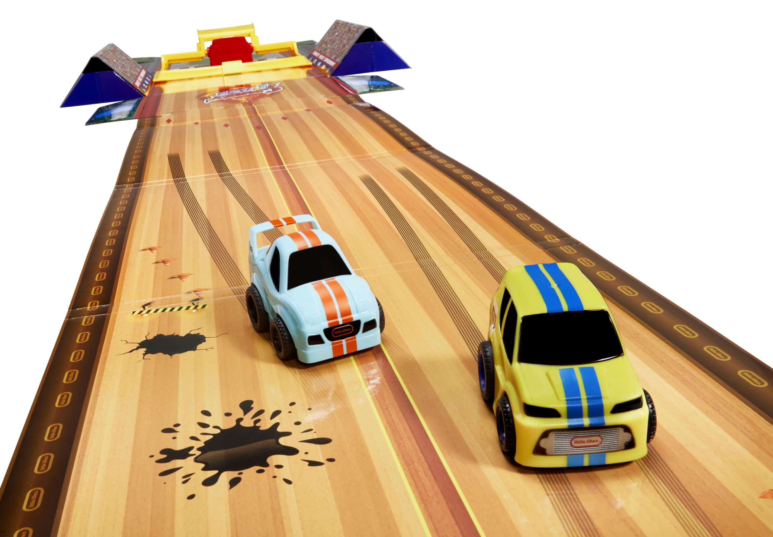 Little Tikes, My First Cars, Crazy Fast 3-in-1 Rollin’ Bowlin’ Racin’ Playset with 2 Exclusive Pullback Toy Car Vehicles, Goes up to 50ft!