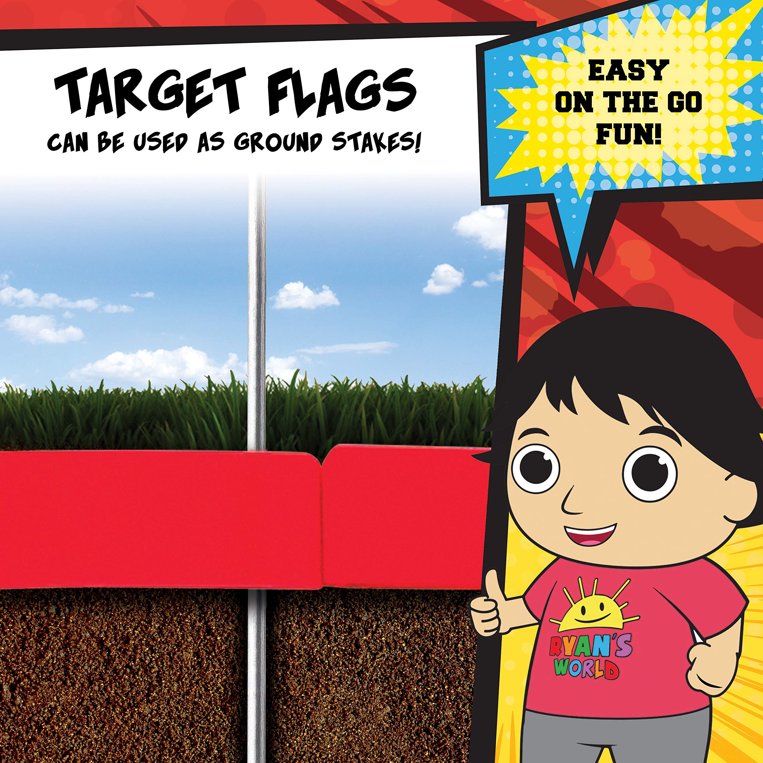 Franklin Sports Ryan's World Kids Soccer Golf Set with 1 Soccer Ball & 3 Targets with Flags - 20" Targets