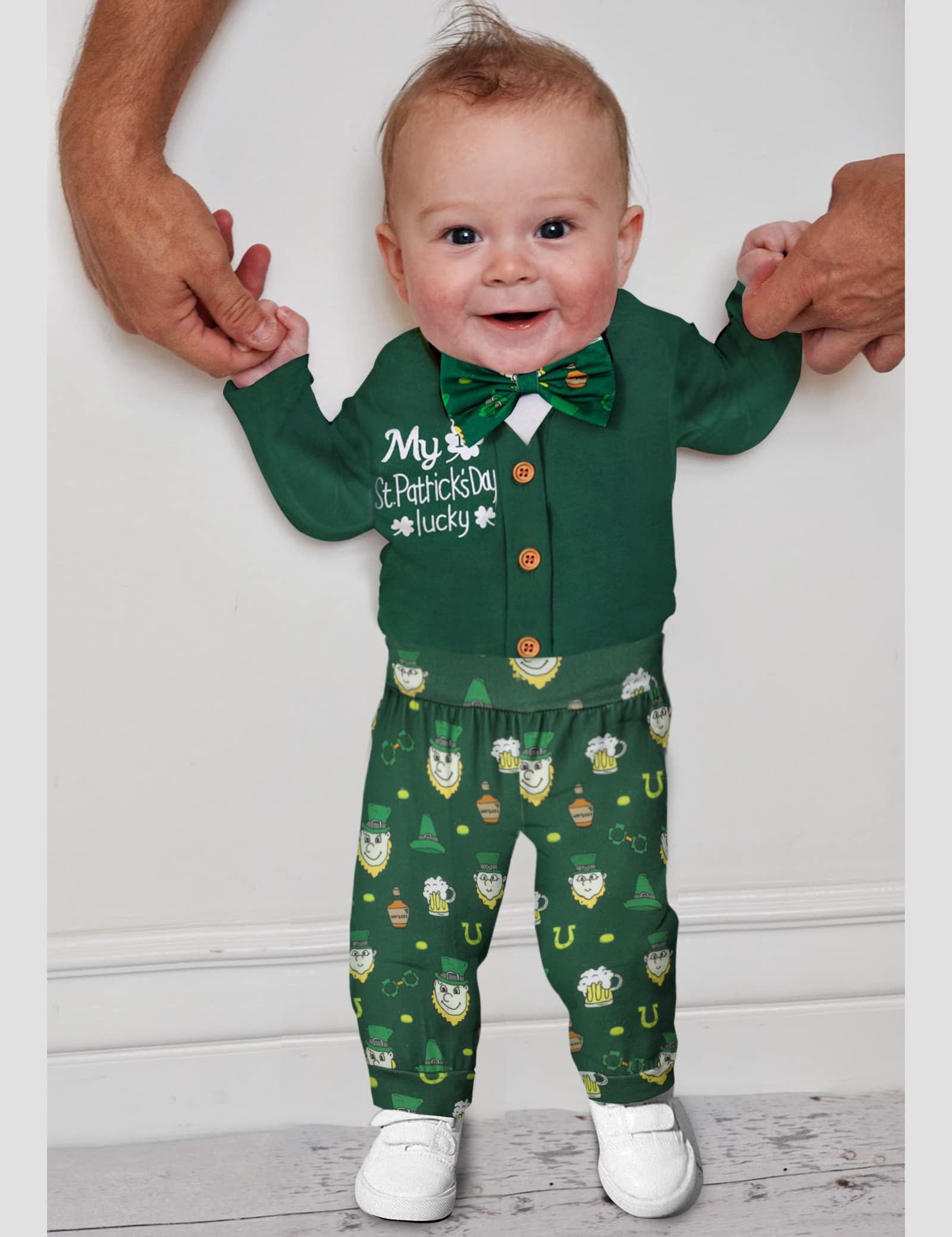 Baby Boy Clothes, Cute One-piece Pattern Printed Zipper Footie Romper and Cap 2Pcs Jumpsuit Baby Boy Outfits