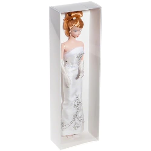 Collecting Warehouse Redoll Clear Folding Display Box with White Liners and White Elastic for 11-12 inch Dolls or Action Figures, 4" W x 2.25" D x 13" H