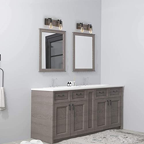 LOG BARN Vanity Lights, Wall Sconce in Rustic Wood and Oil Rubbed Metal Finish, Bathroom Fixture with Adjustable Sockets Over Mirrors