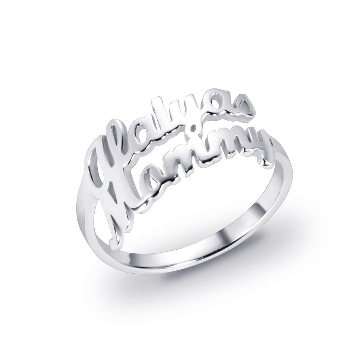 Ayafee Gold Name Rings Personalized for Women 10K 14K 18K Gold Custom with Any Name Rings for Her - Style A