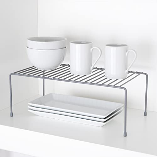 Smart Design Classic Storage Shelf – Set of 6, Large (8.5 x 16 in.), Charcoal Gray – Sturdy Steel Pantry Organizer with Rust-Resistant Finish and Non-Slip Feet for Easy Home Organization and Storage