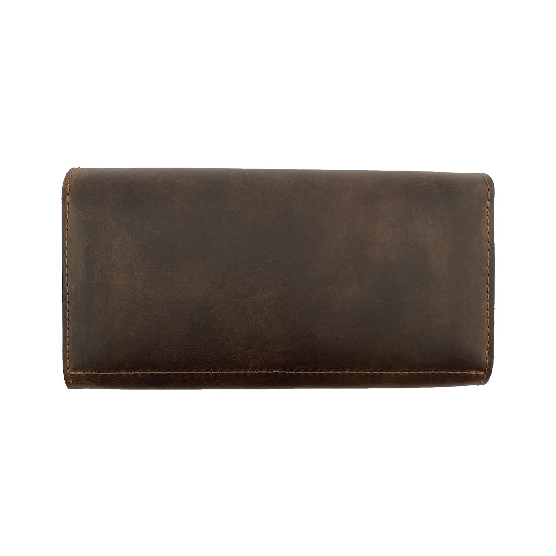 Heather's, Minimalist Tri Fold Folio Wallet for Women, Card Saver, Stylish Organizer with Button Closure and Zipper Coin Pocket, Full Grain Leather, Handmade, Bourbon Brown