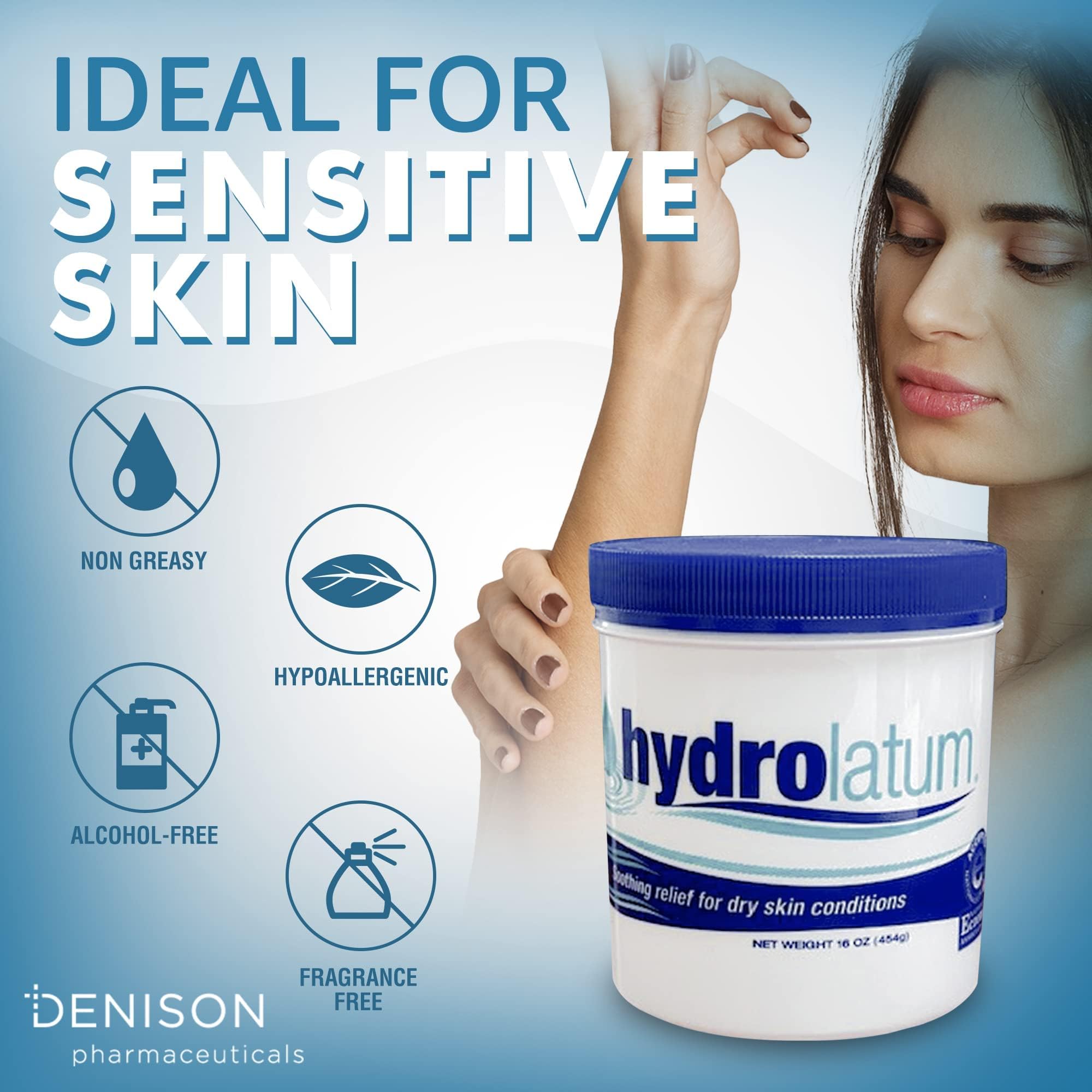 Hydrolatum Moisturizing Cream - Body Lotion for Sensitive, Extra Dry Skin, Nourishing Cream for Women & Men - 1LB