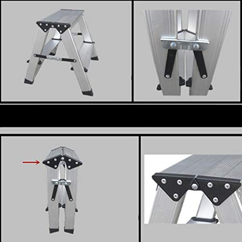 PENGJIE Folding Ladder Step Stool Ladder Stool 3 Step Folding Aluminum Heavy Duty Steel Portable Anti Slip Mat Tread Compact 150 Kg Capacity for Home Office